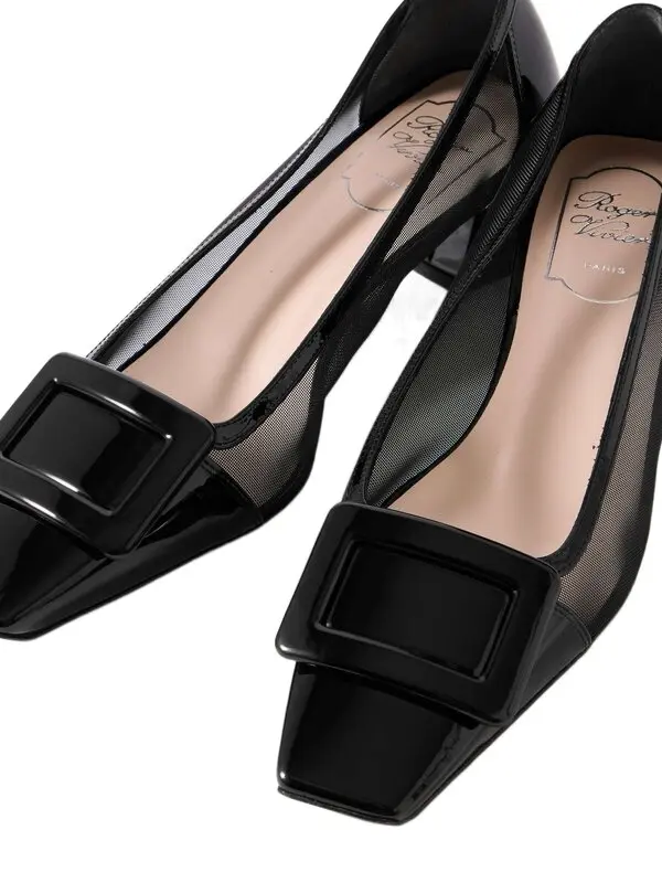 ROGER VIVIER Belle Vivier Pumps In Patent Leather And Nylon Mesh With Buckle Detail