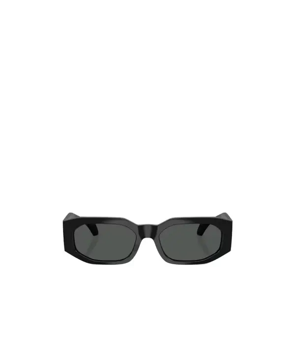 Versace Logo Embellishment Rectangular Sunglasses - Black/dark Grey