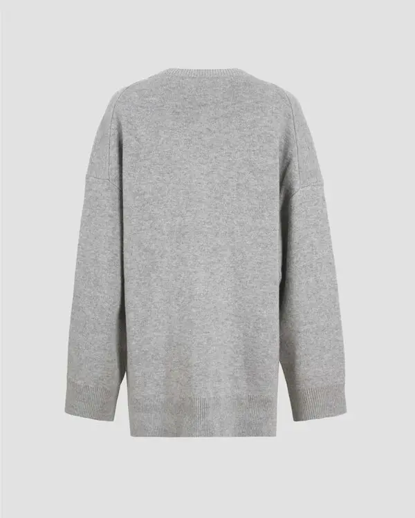 TOTEME Longline Cardigan With V-neck And Patch Pockets - Light Gray