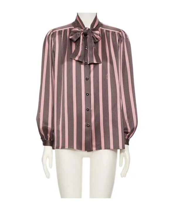 Valentino Garavani Striped Long Sleeve Blouse With Pussy Bow