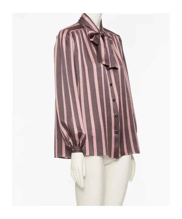 Valentino Garavani Striped Long Sleeve Blouse With Pussy Bow