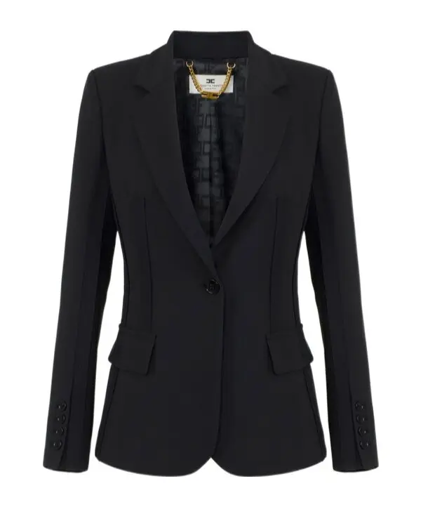 Elisabetta Franchi Single-breasted Tailored Jacket - Black