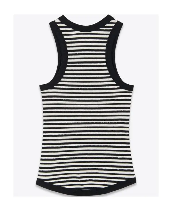 Saint Laurent Cassandre Striped Knitted Tank Top