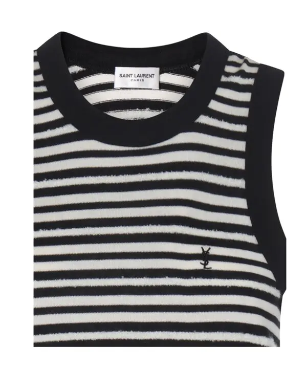 Saint Laurent Cassandre Striped Knitted Tank Top
