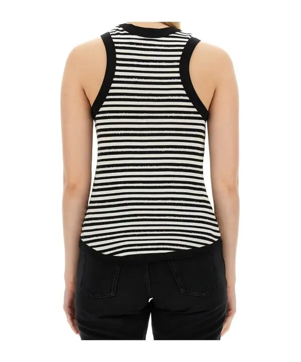 Saint Laurent Cassandre Striped Knitted Tank Top