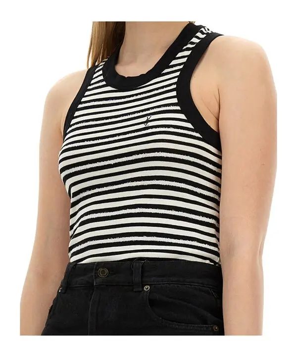 Saint Laurent Cassandre Striped Knitted Tank Top