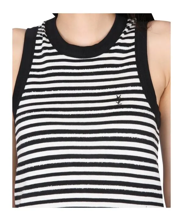 Saint Laurent Cassandre Striped Knitted Tank Top