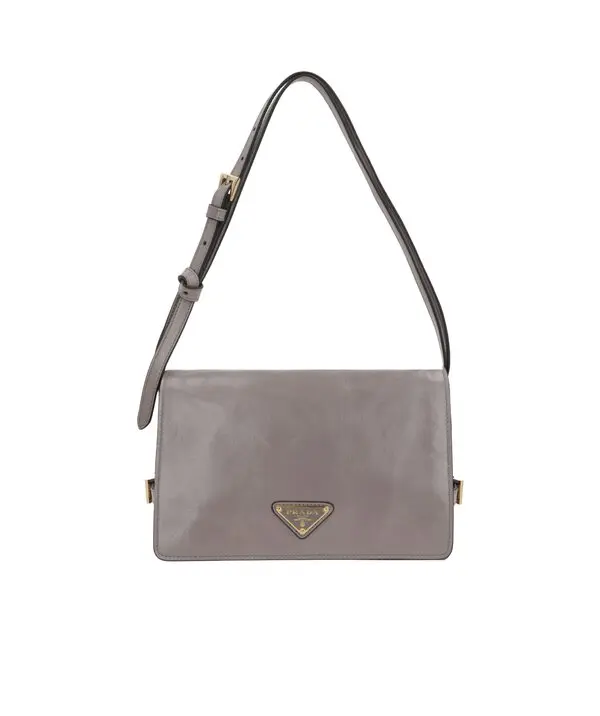 Prada Triangle Logo Shoulder Bag - Gray