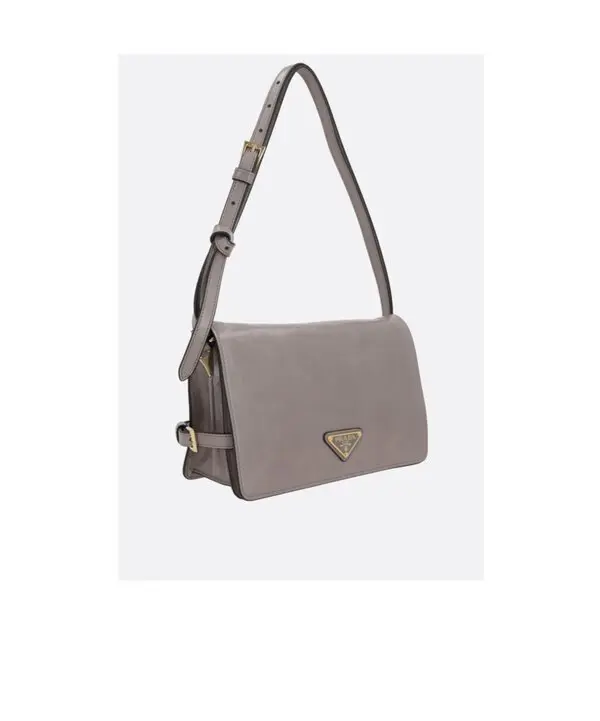 Prada Triangle Logo Shoulder Bag - Gray