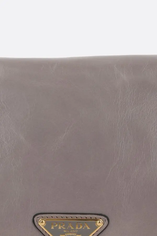 Prada Triangle Logo Shoulder Bag - Gray