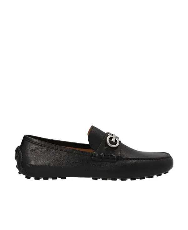 FERRAGAMO Gancini Detail Loafers - Black
