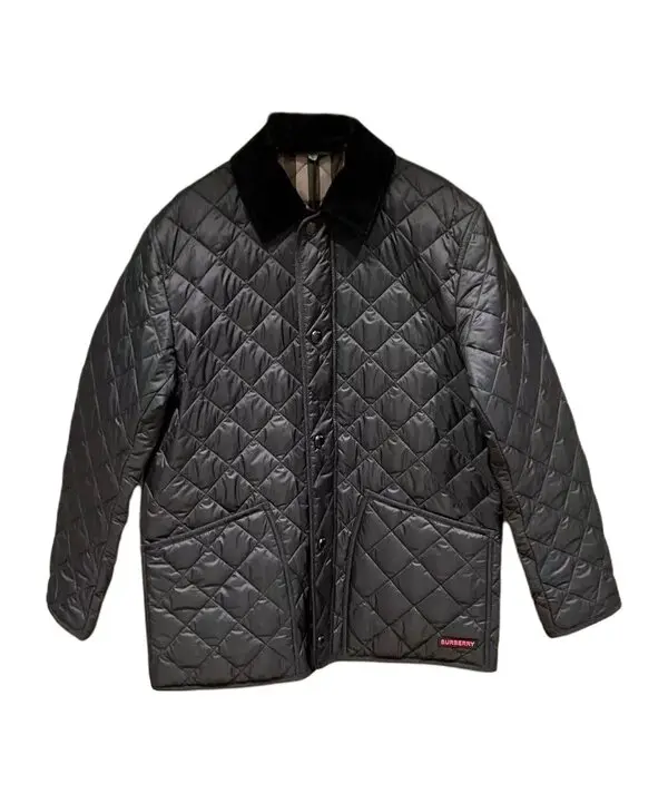 Burberry Quilted Barn Jacket With Lapel And Long Sleeves - Black