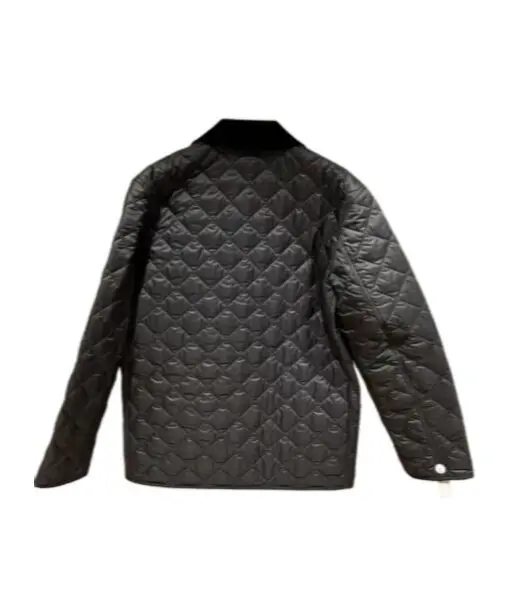 Burberry Quilted Barn Jacket With Lapel And Long Sleeves - Black