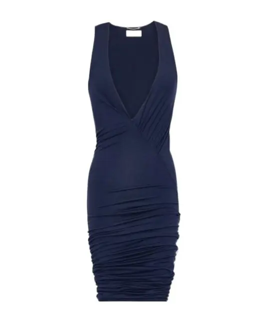 Saint Laurent Ruched V-neck Sleeveless Dress