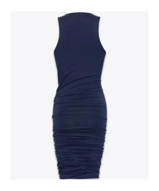Saint Laurent Ruched V-neck Sleeveless Dress