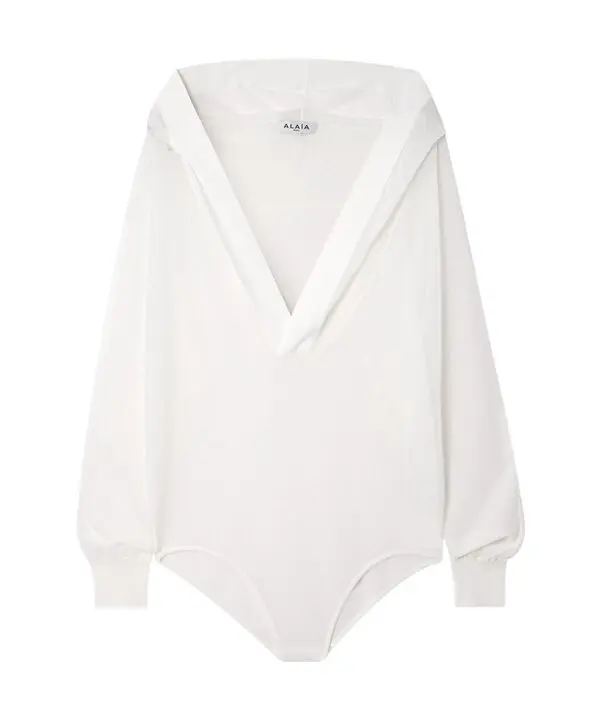 Alaïa Long Sleeve Hooded Jumpsuit - White