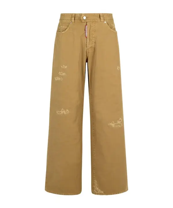 Dsquared2 Distressed Straight-leg Trousers - Beige