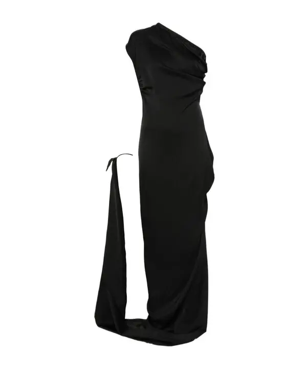 VIVIENNE WESTWOOD One-shoulder Draped Dress With Side Slits And Train Detail - Black