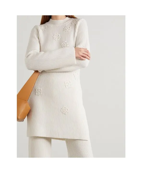 Gabriela Hearst Ribbed Knit Long Sleeve Sweater