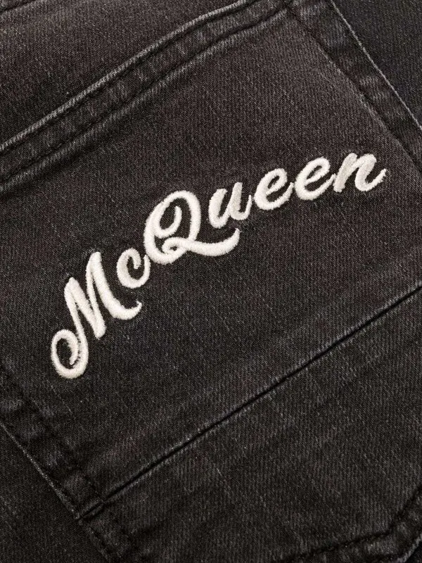 Alexander McQueen Logo Embroidered Straight Leg Jeans - Black