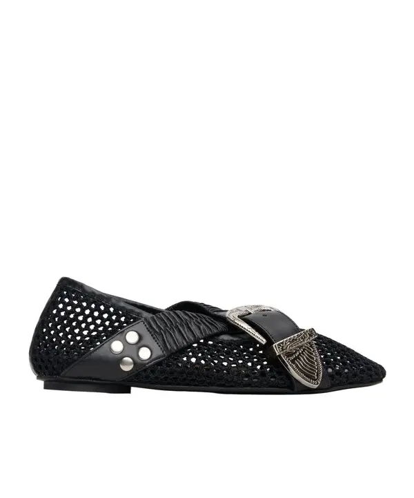 Toga Mesh Ballet Flats With Buckle Detailing