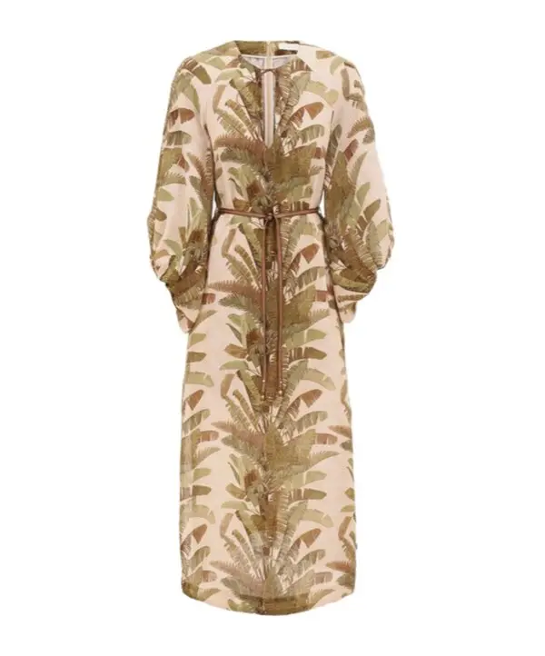 Zimmermann Ascension Midi Dress - Green Palm