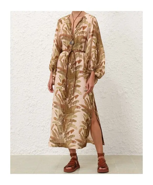 Zimmermann Ascension Midi Dress - Green Palm