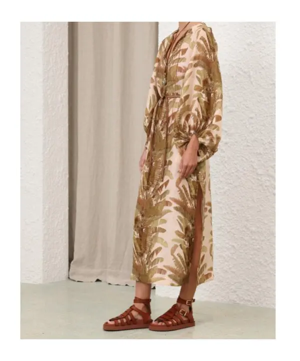 Zimmermann Ascension Midi Dress - Green Palm
