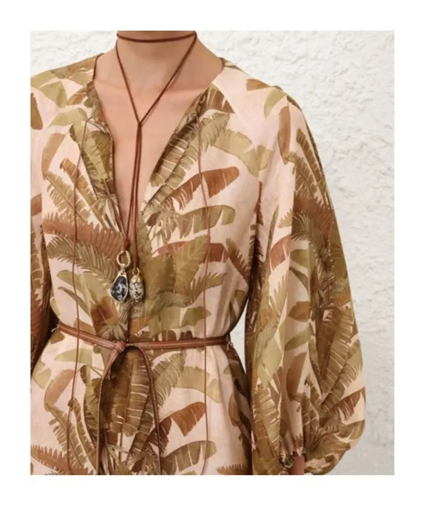Zimmermann Ascension Midi Dress - Green Palm