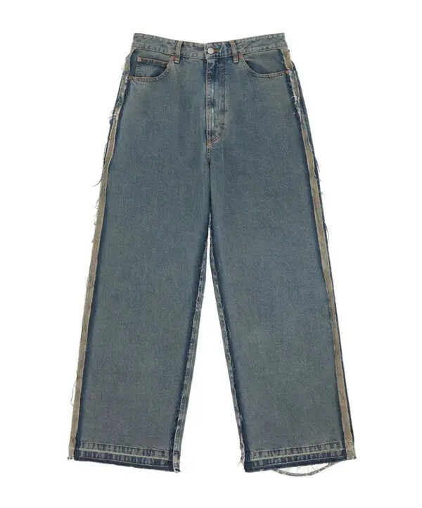 MAISON MARGIELA Wide-leg Denim Trousers With Contrast Insets - Blue
