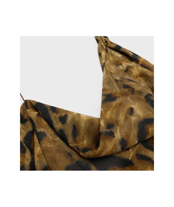 Celine Long Draped Dress In Silk Georgette With Watercolor Leopard Pattern
