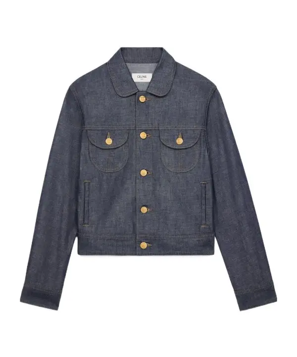 Celine Trucker Jacket In Raw Wash Denim - Black