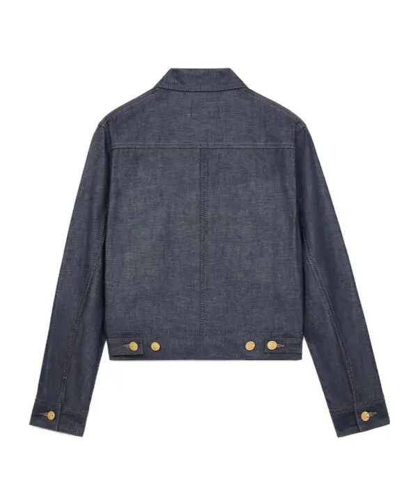 Celine Trucker Jacket In Raw Wash Denim - Black