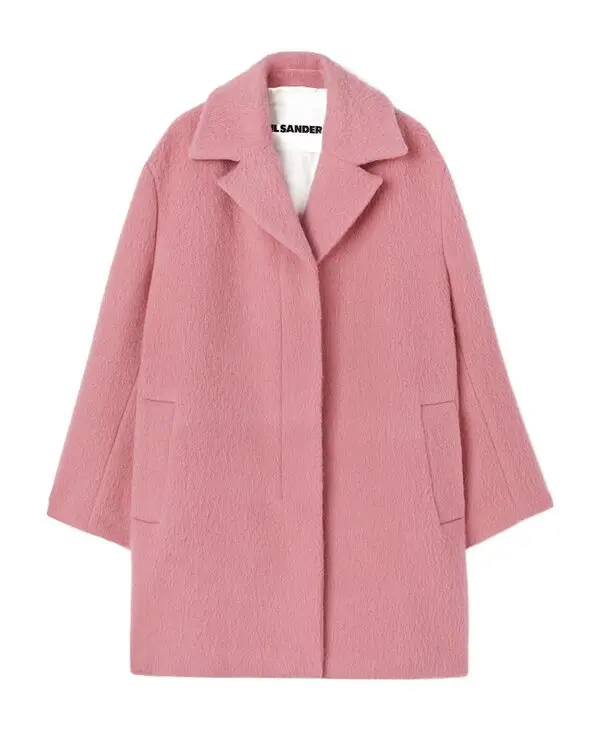 JIL SANDER Long-sleeved Brushed Knee-length Coat - Pink