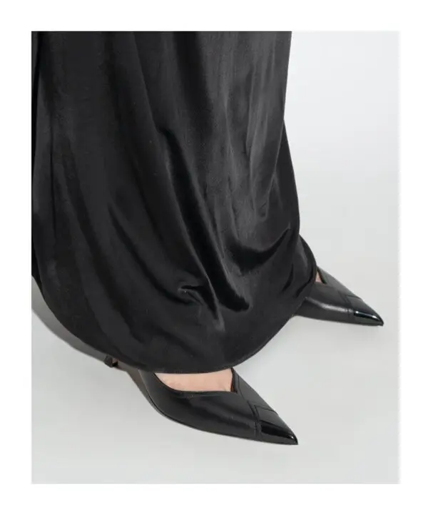 FERRAGAMO Pointed Toe High Heel Slingbacks With Gold Buckle