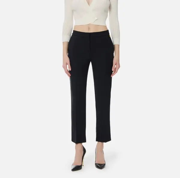 Elisabetta Franchi High-waisted Cropped Tailored Pants With Logo Detail