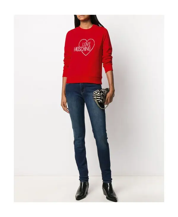 Moschino Heart Embellished Sweater - Red