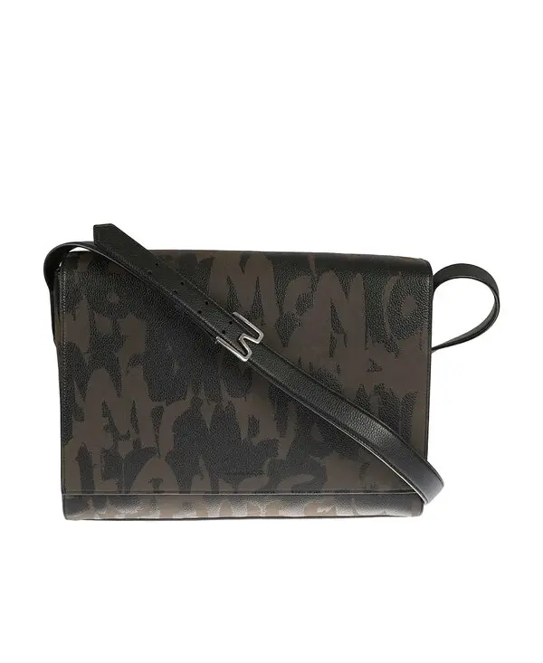 Alexander McQueen Logo All-over Printed Shoulder Bag - Black