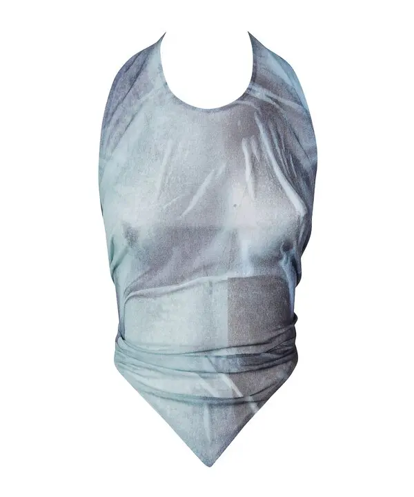 JEAN PAUL GAULTIER Abstract Print Tie-back Top - Gray