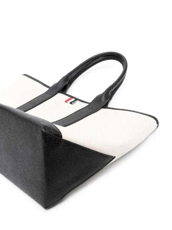 Thom Browne Rwb Stripe Detailed Top Handle Bag - Black
