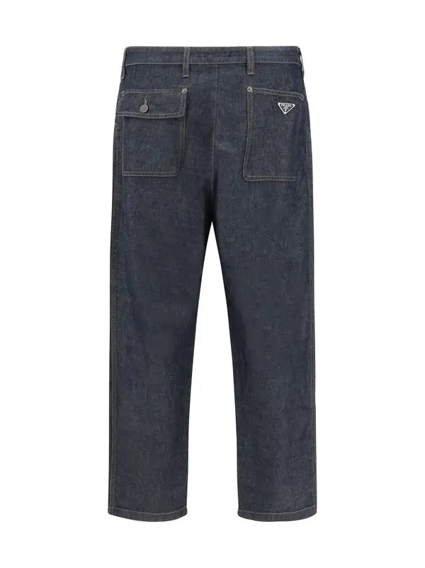 Prada Chambray Triangle Logo Denim Jeans