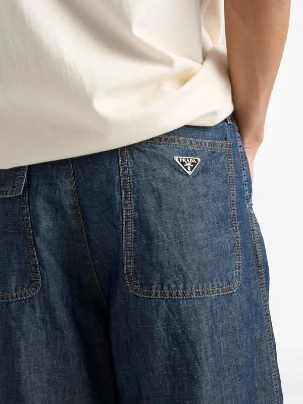 Prada Chambray Triangle Logo Denim Jeans
