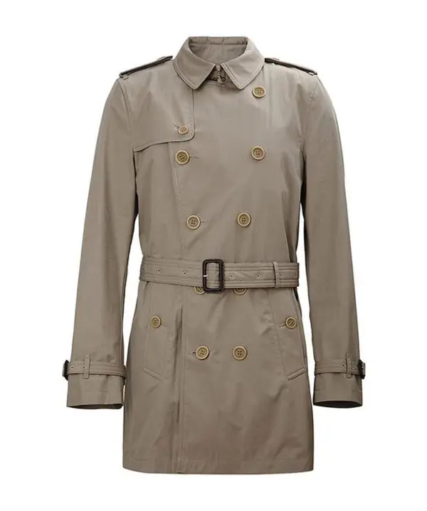 Burberry Double-breasted Long Trench Coat - Gray