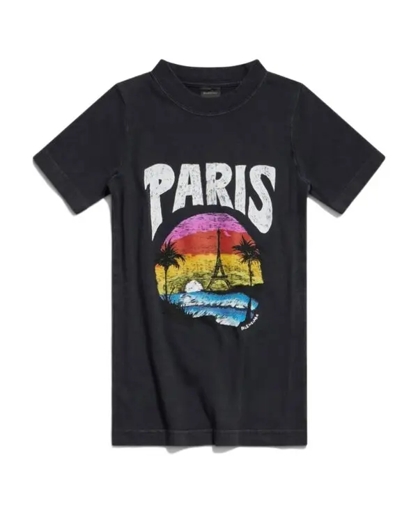 Balenciaga Graphic Printed Crewneck T-shirt - Black