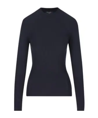 Loro Piana Mock Neck Ribbed Sweater - Black