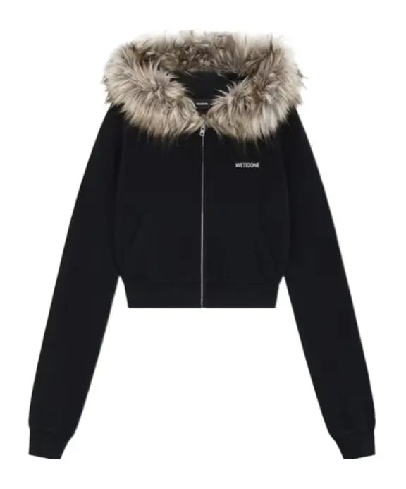 We11Done Hooded Zip-up Cotton Jacket With Fur Trim