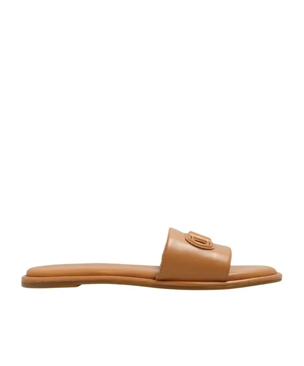 Michael Kors Round Toe Logo Slides - Brown