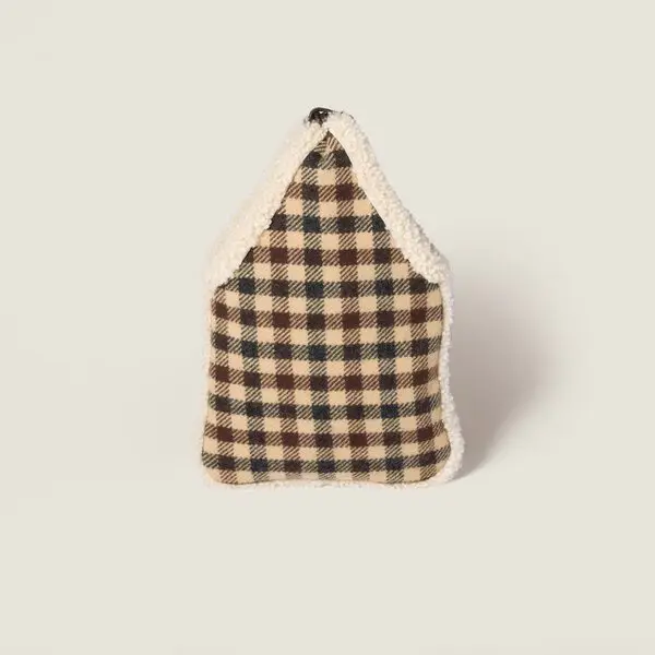 Miu Miu Gingham And Shearling Handbag - Camel/blue