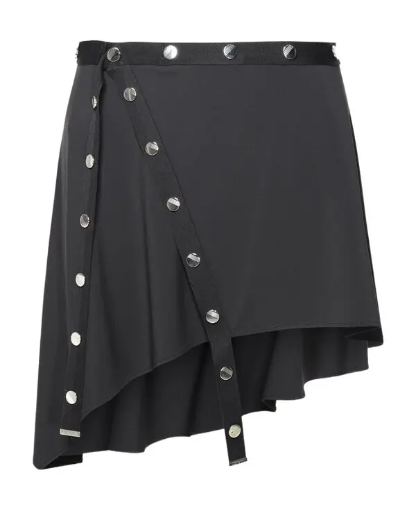 Attico Asymmetric Stud-embellished Mini Skirt - Black