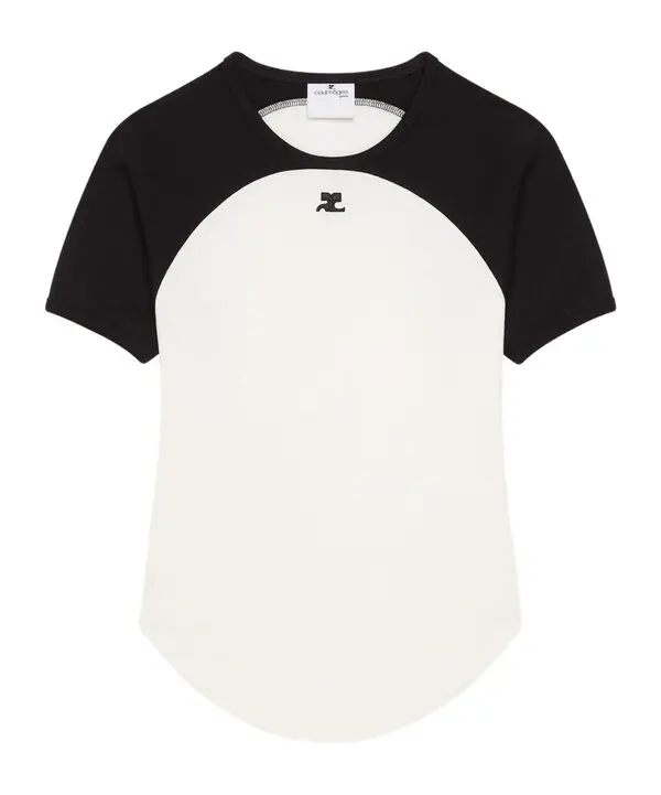 COURREGES Courrèges Logo Embroidered Crewneck T-shirt - White